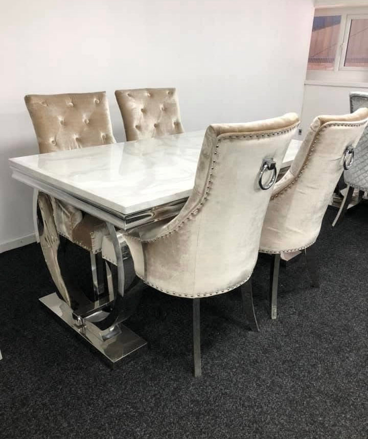 Apollo marble dining table with Cambridge knocker chairs – DITA LIVING