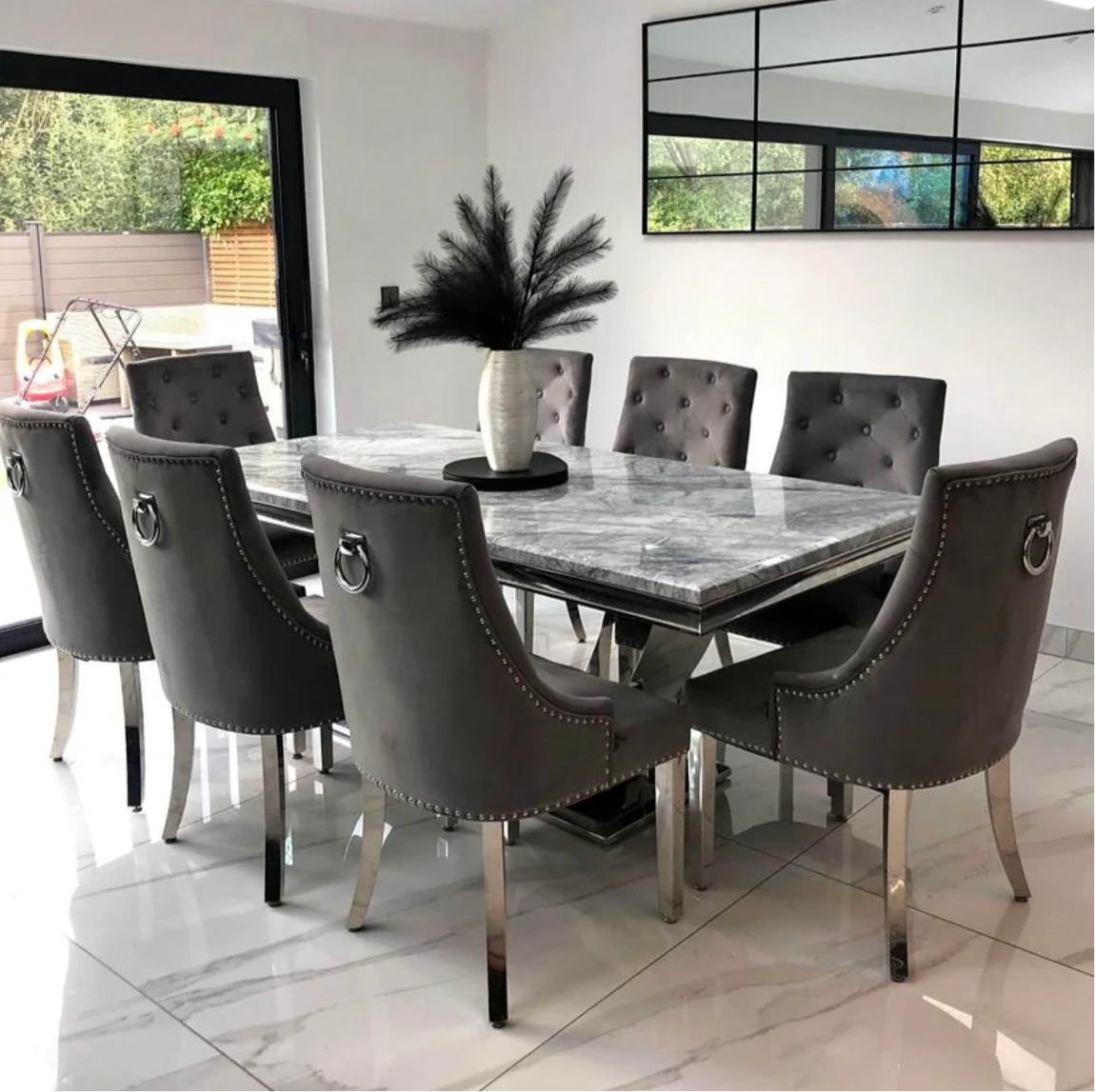 Denver marble dining table with Cambridge knocker chairs – DITA LIVING